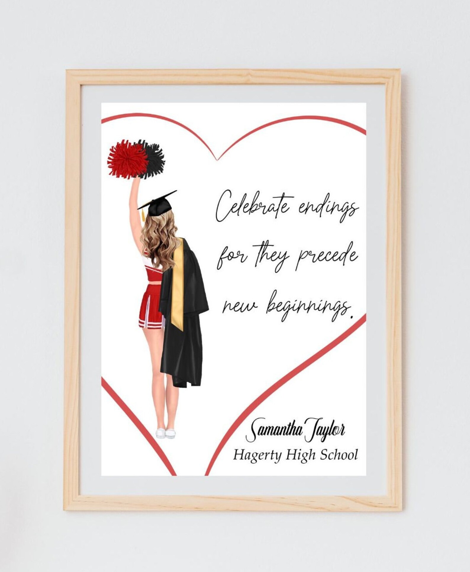 Personalized Cheerleader Graduation Illustration: "custom Cheerleader ...