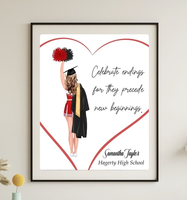 Personalized Cheerleader Graduation Illustration: "custom Cheerleader ...
