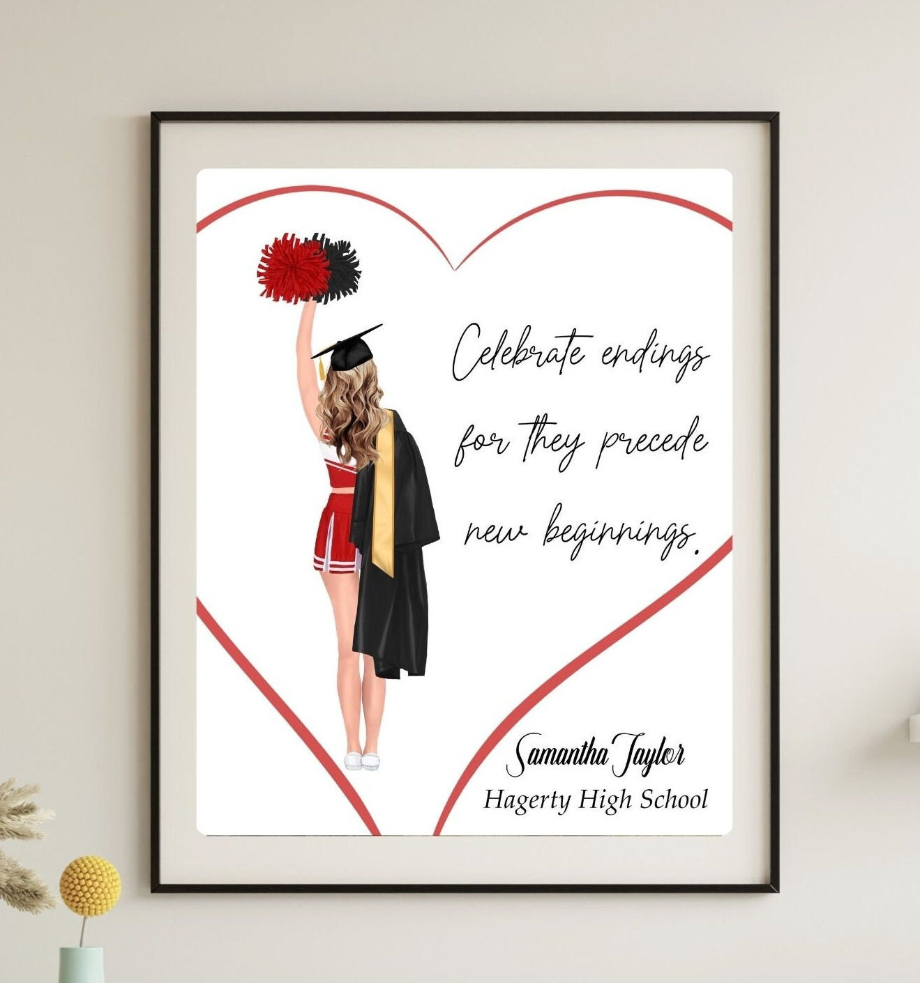 Personalized Cheerleader Graduation Illustration: "custom Cheerleader ...