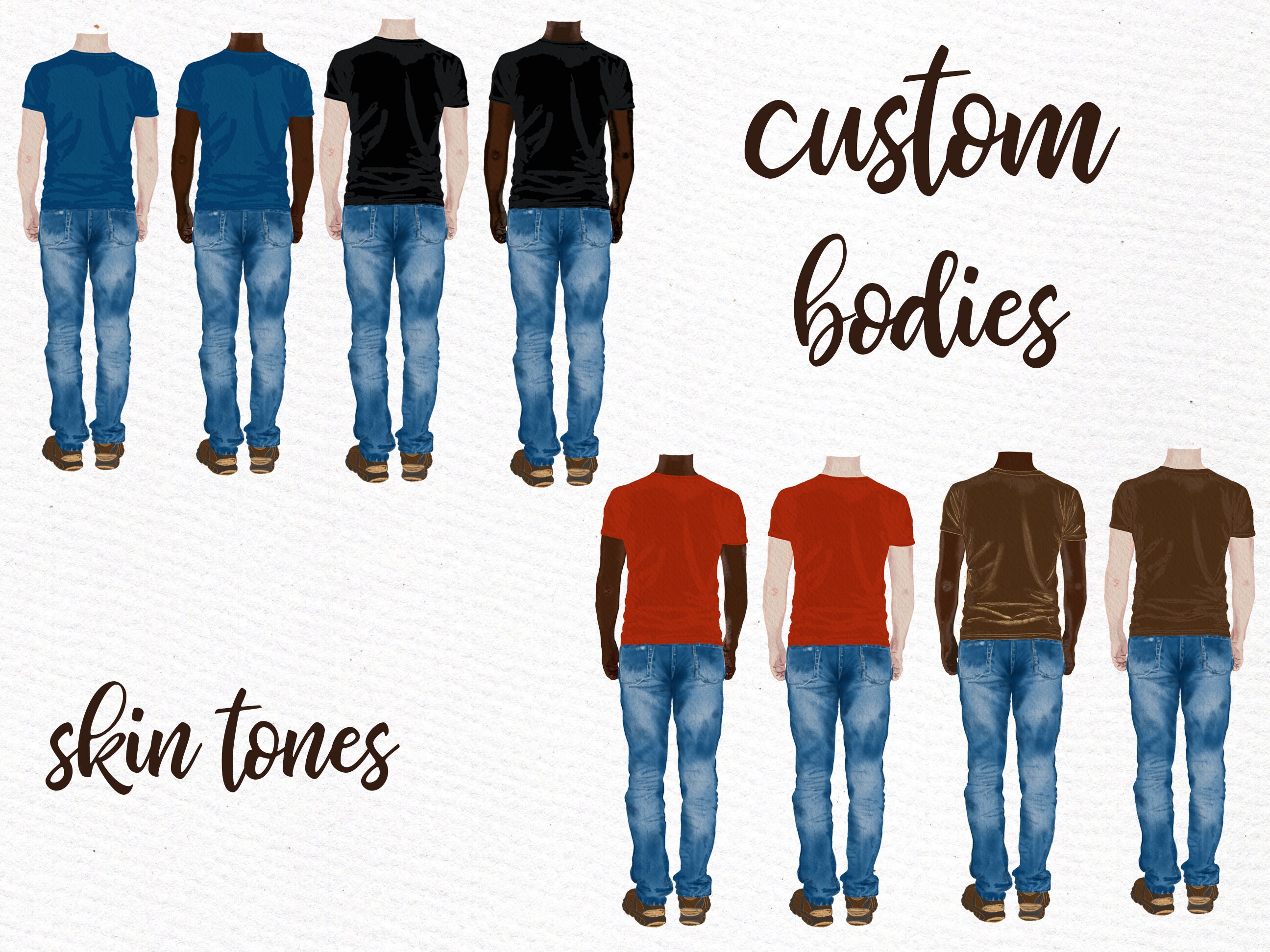 Male Clipart: men FIGURES Clipart Watercolor - Etsy