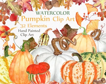 Thanksgiving Crafts Fall Cliparts Watercolor Pumpkins - Etsy