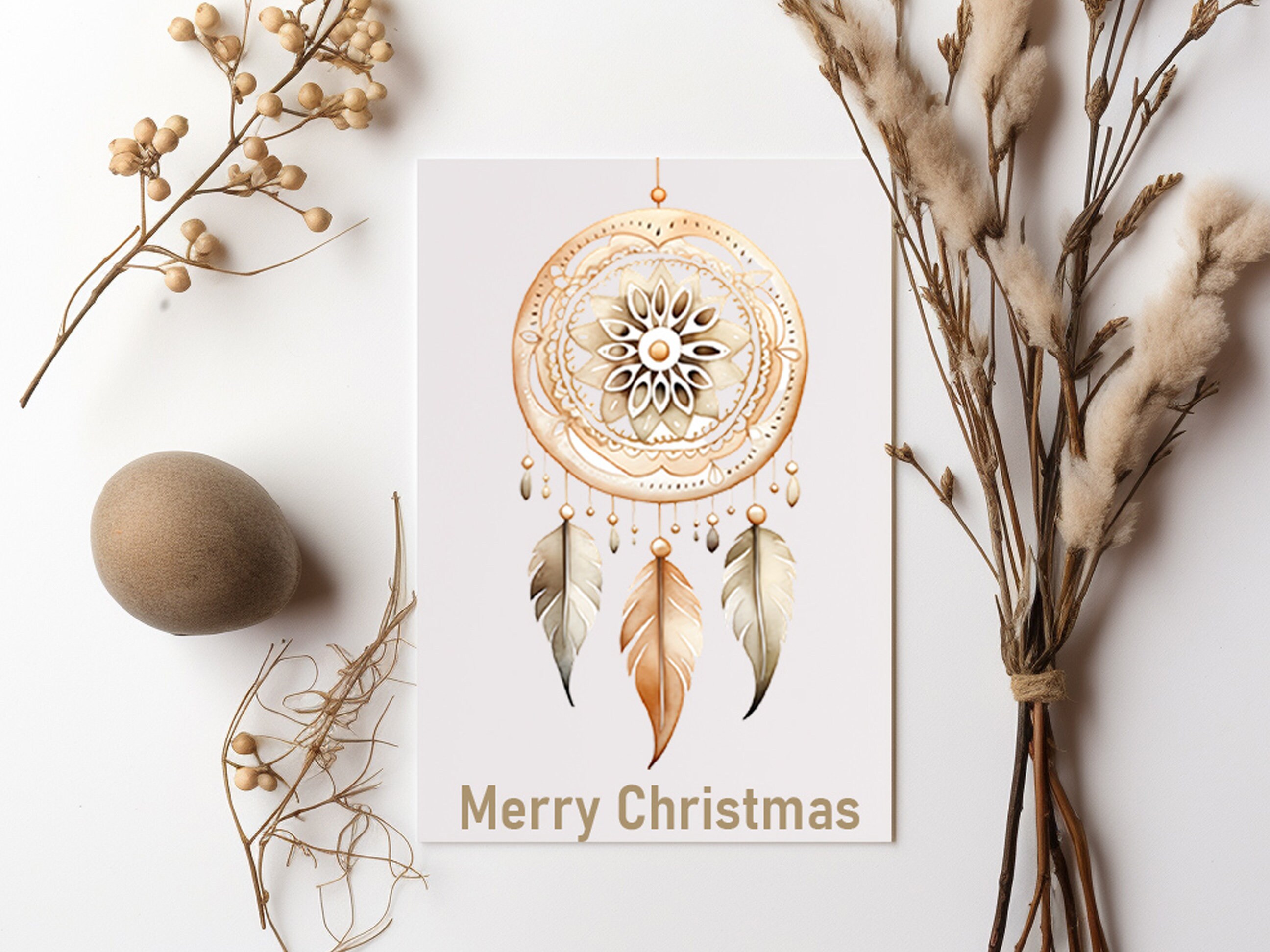 Boho Christmas Clipart Bundle: Watercolor Ornaments, Wreaths (PNG Files ...