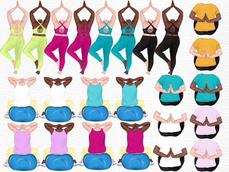 Yoga Girls Clipart: fitness GIRLS Clipart Yoga - Etsy