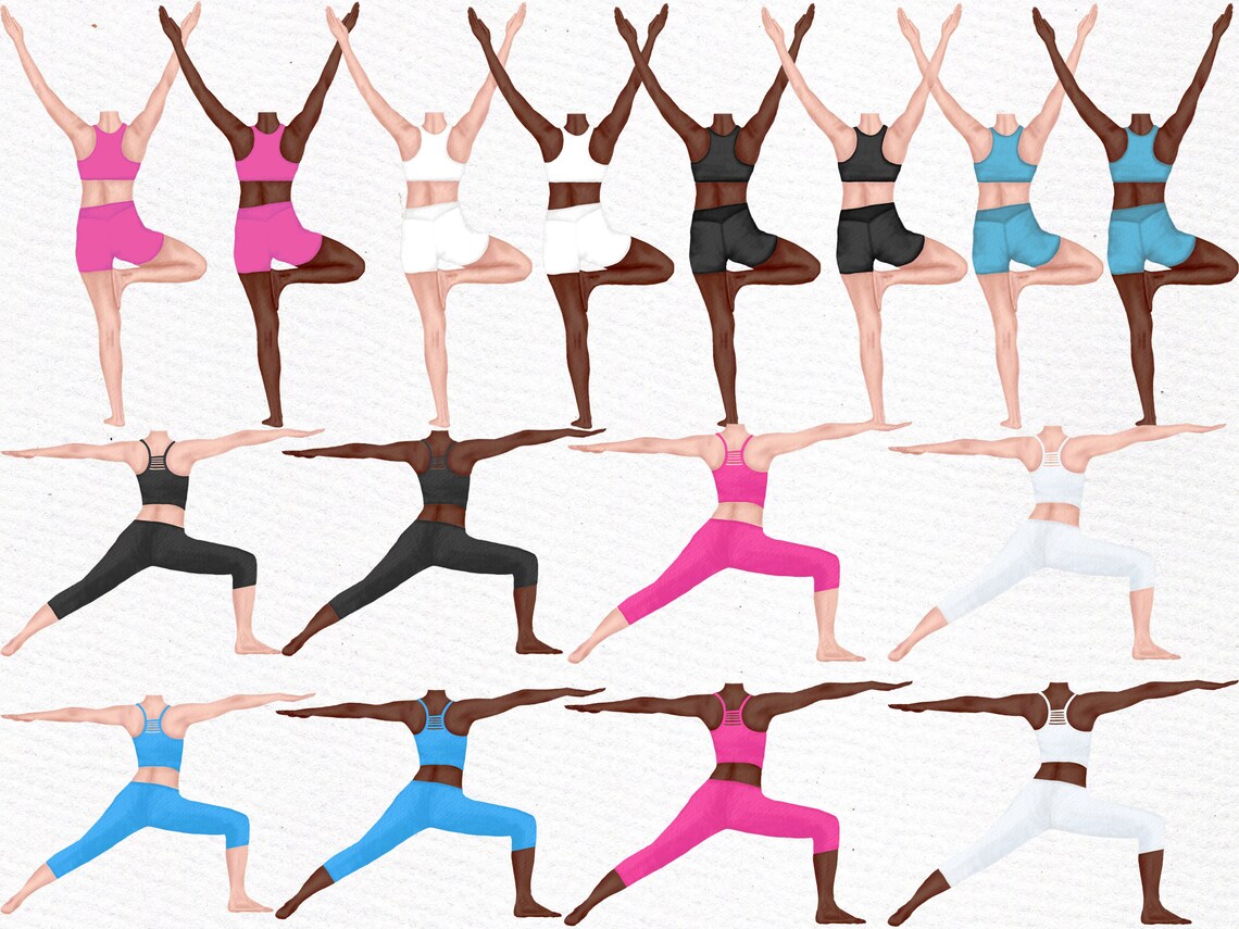 Yoga Girls Clipart: fitness GIRLS Clipart Yoga - Etsy