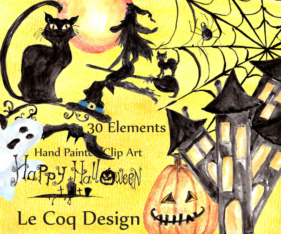 Watercolor Halloween Clipart: halloween CLIP Art - Etsy