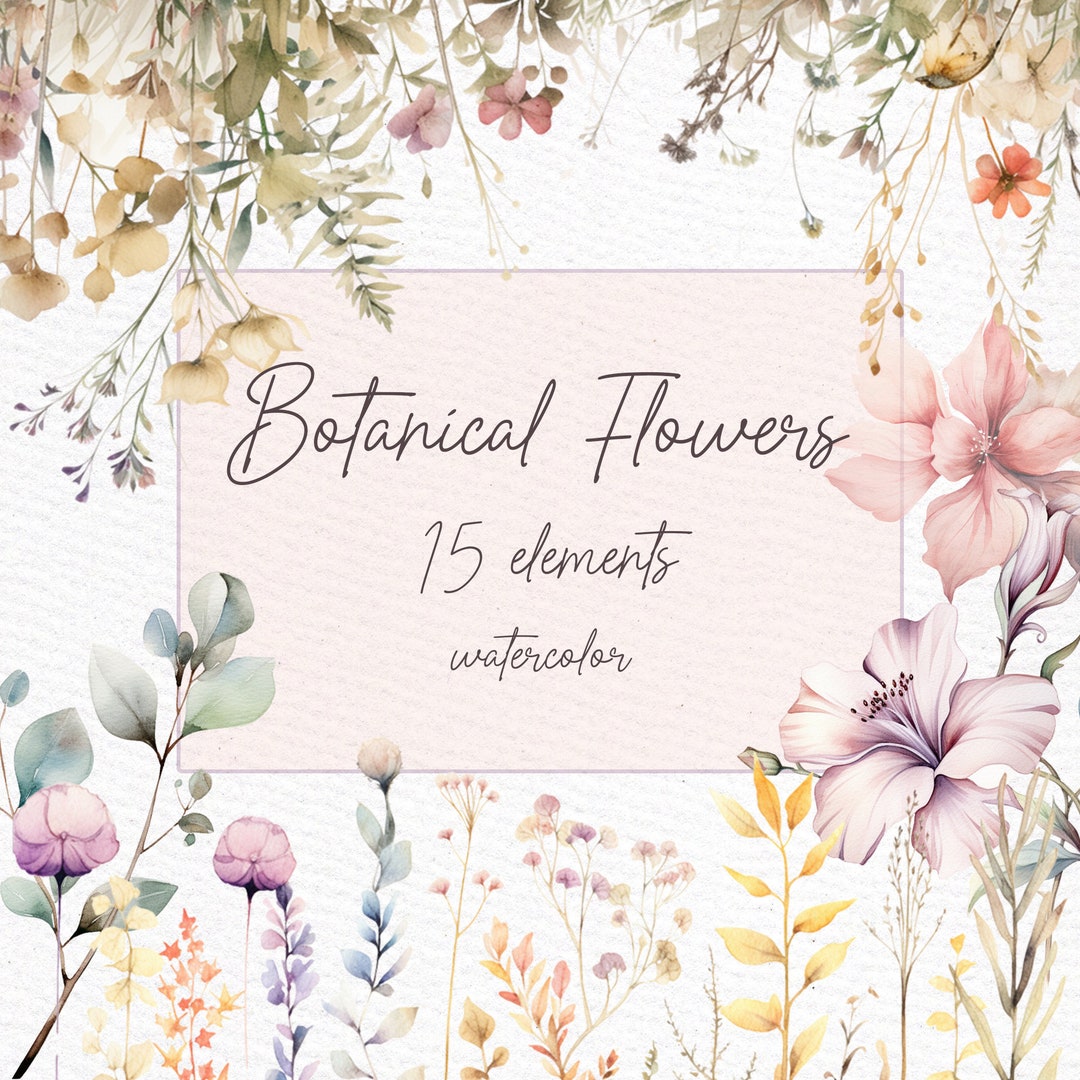 Watercolor Spring Flowers Clipart: Wild Meadow PNG Set (15 Elements) - Etsy