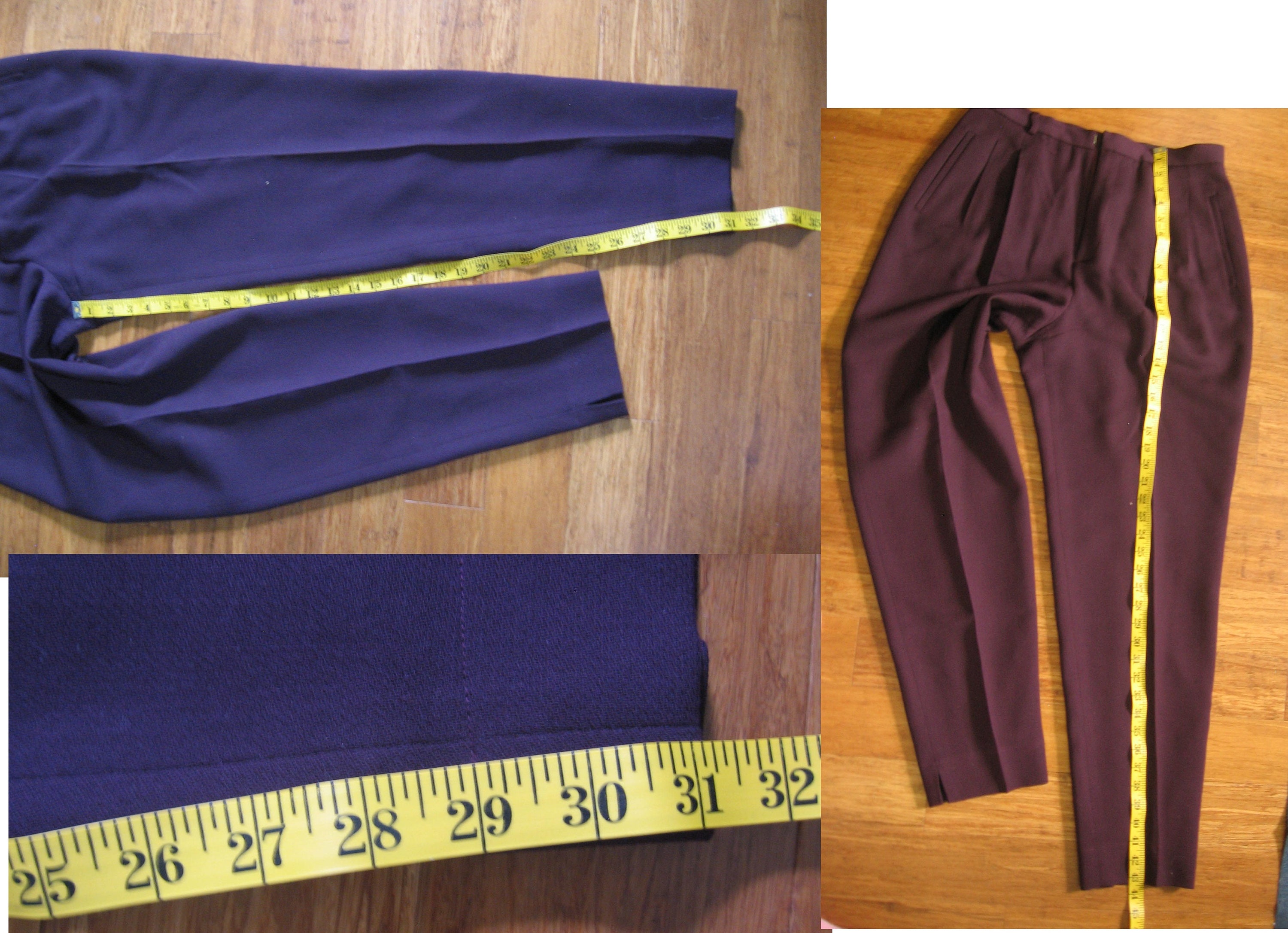 Pure Wool Pants by Classiques Entier Dark Burgundy Belted | Etsy