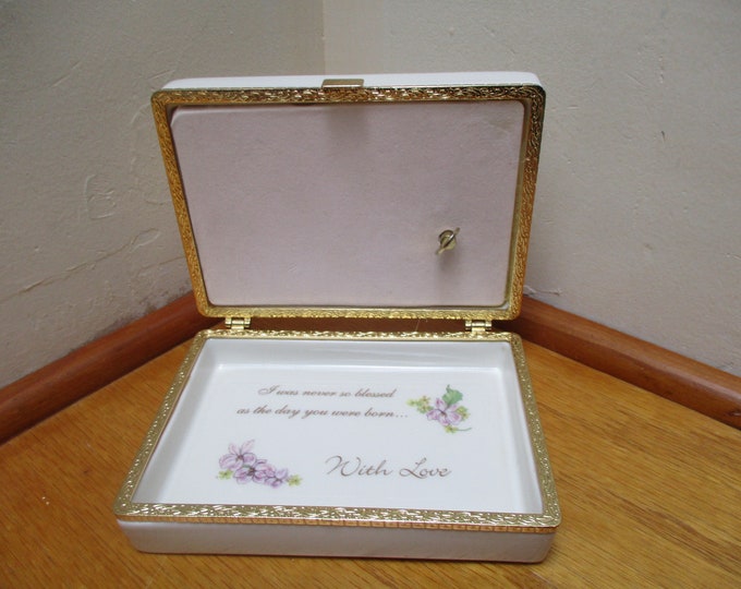 Vintage Metal and Porcelain Music Box - Etsy