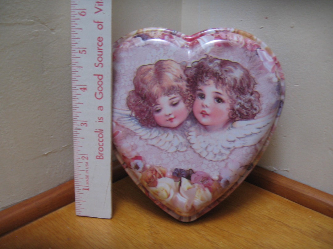 Vintage, Victorian Style, Heart Shape Plastic Container/tin by Ullman ...