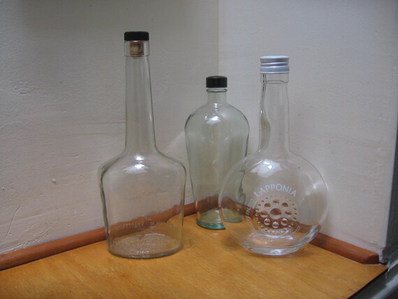 Unique Clear Glass Bottles Different Shapes W/original - Etsy