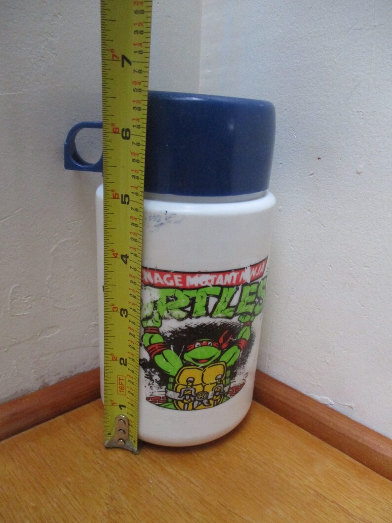 Vintage 1990, Teenage Mutant Ninja Turtles White Thermos With Blue Cup ...