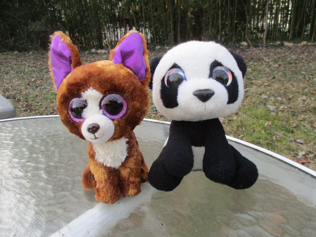 Set of 2 Cute 7" Tall Soft Plush Toys W/huge Eyes, Ty Beanie Brown ...