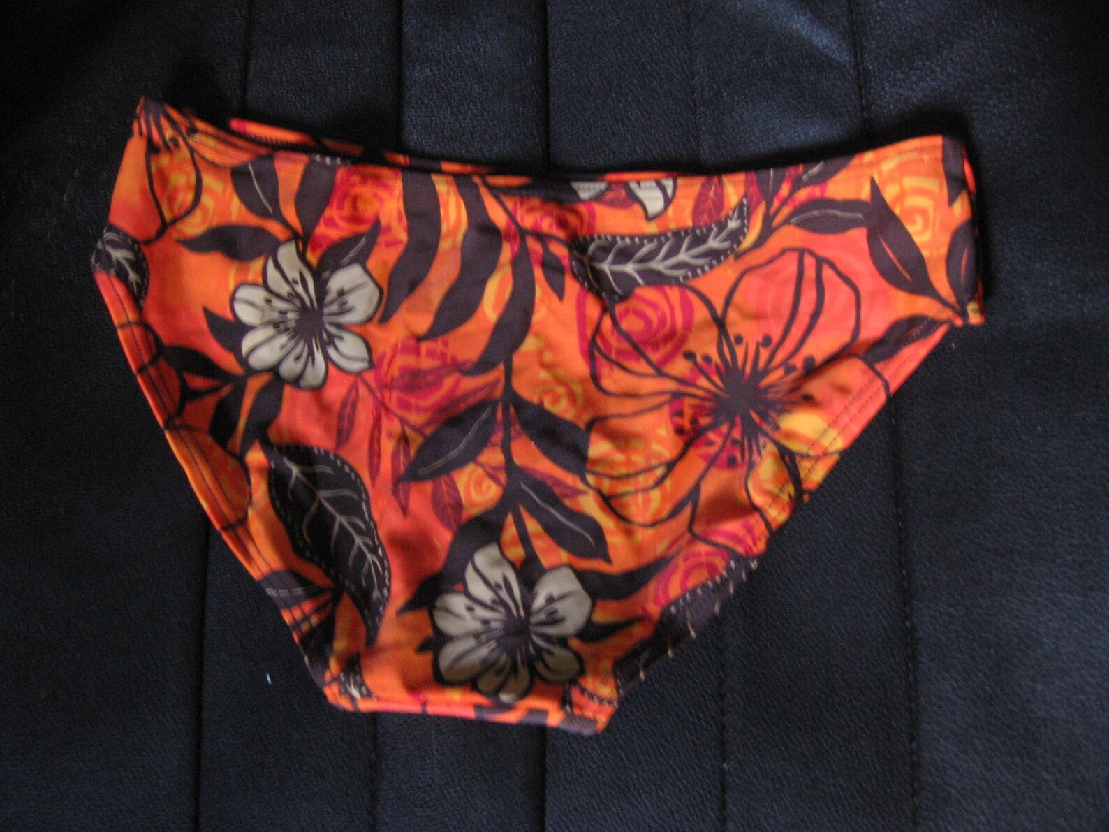 Cute Orange Bikini Bottom With Yellow/Brown/Red Flowers by | Etsy