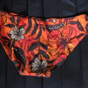 Cute Orange Bikini Bottom With Yellow/Brown/Red Flowers by | Etsy