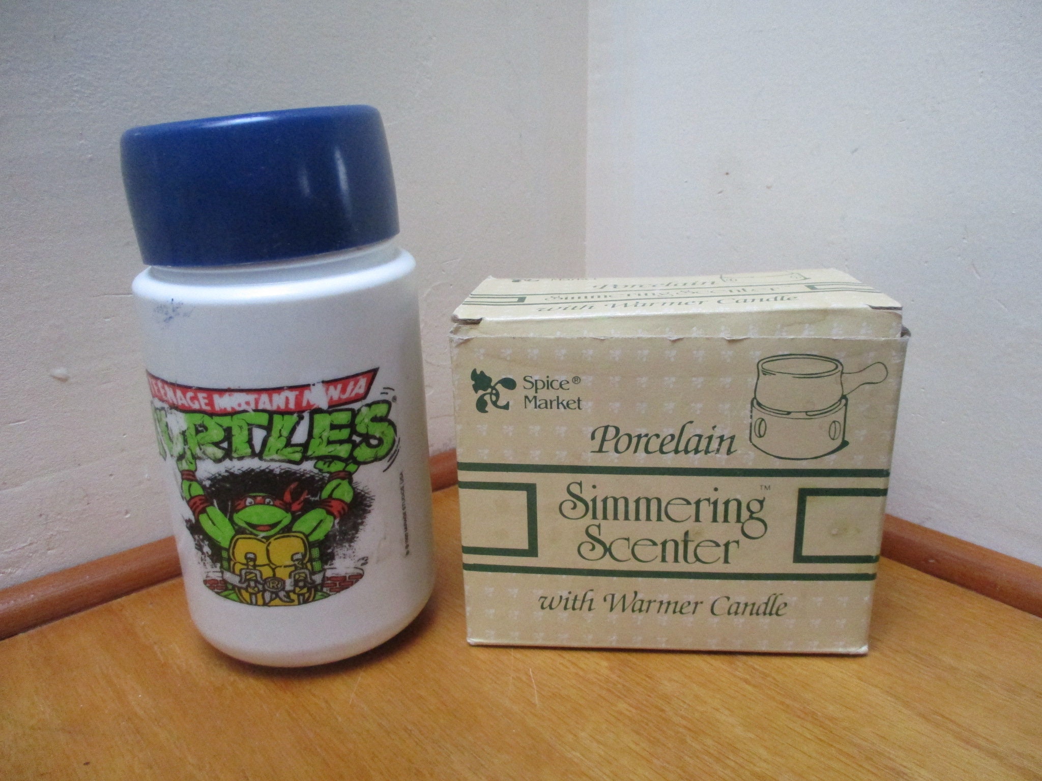 Vintage 1990, Teenage Mutant Ninja Turtles White Thermos With Blue Cup ...