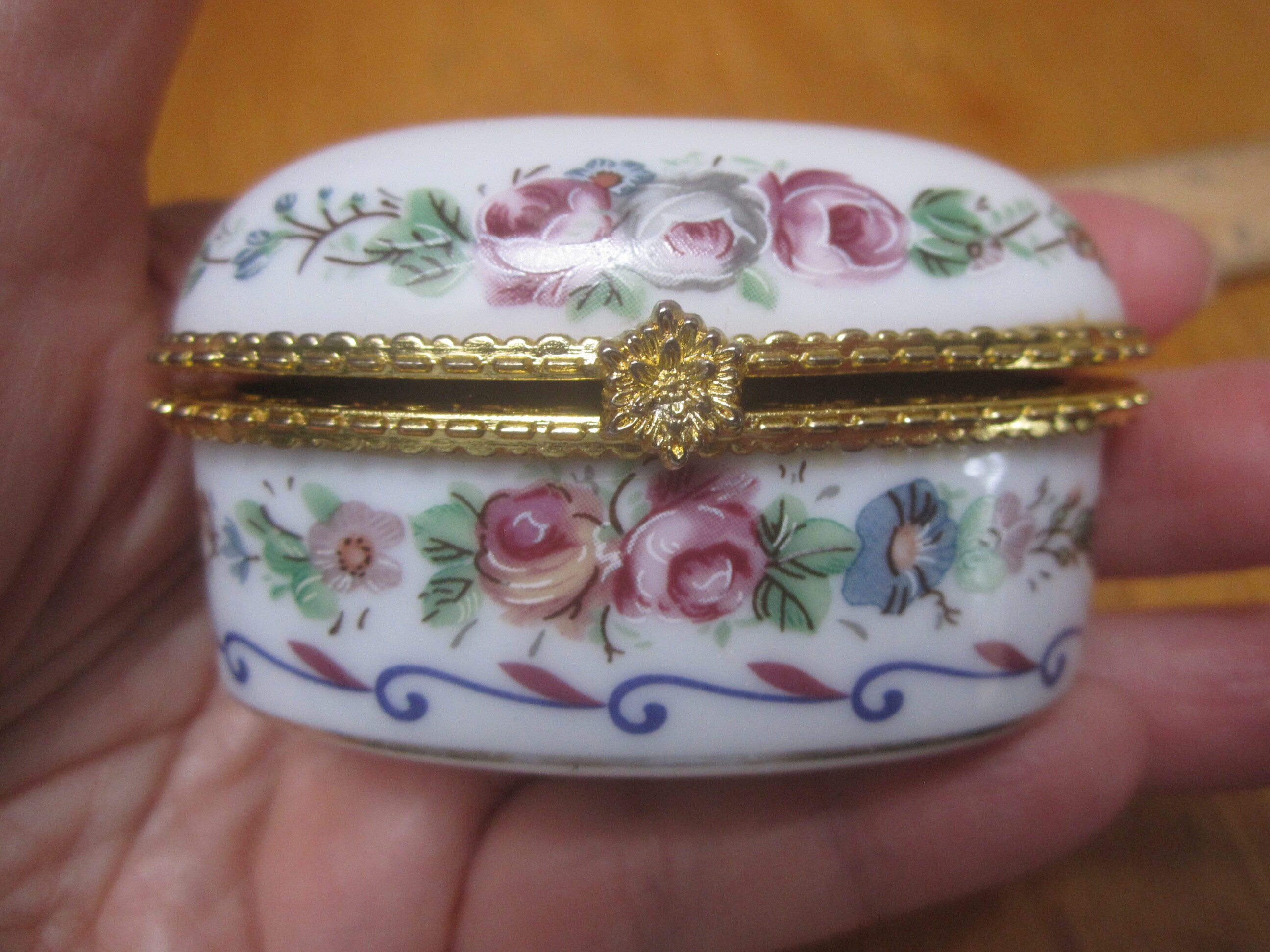 Vintage Imperial Porcelain Elegant Floral Trinket, Oval Shape Ring Box ...