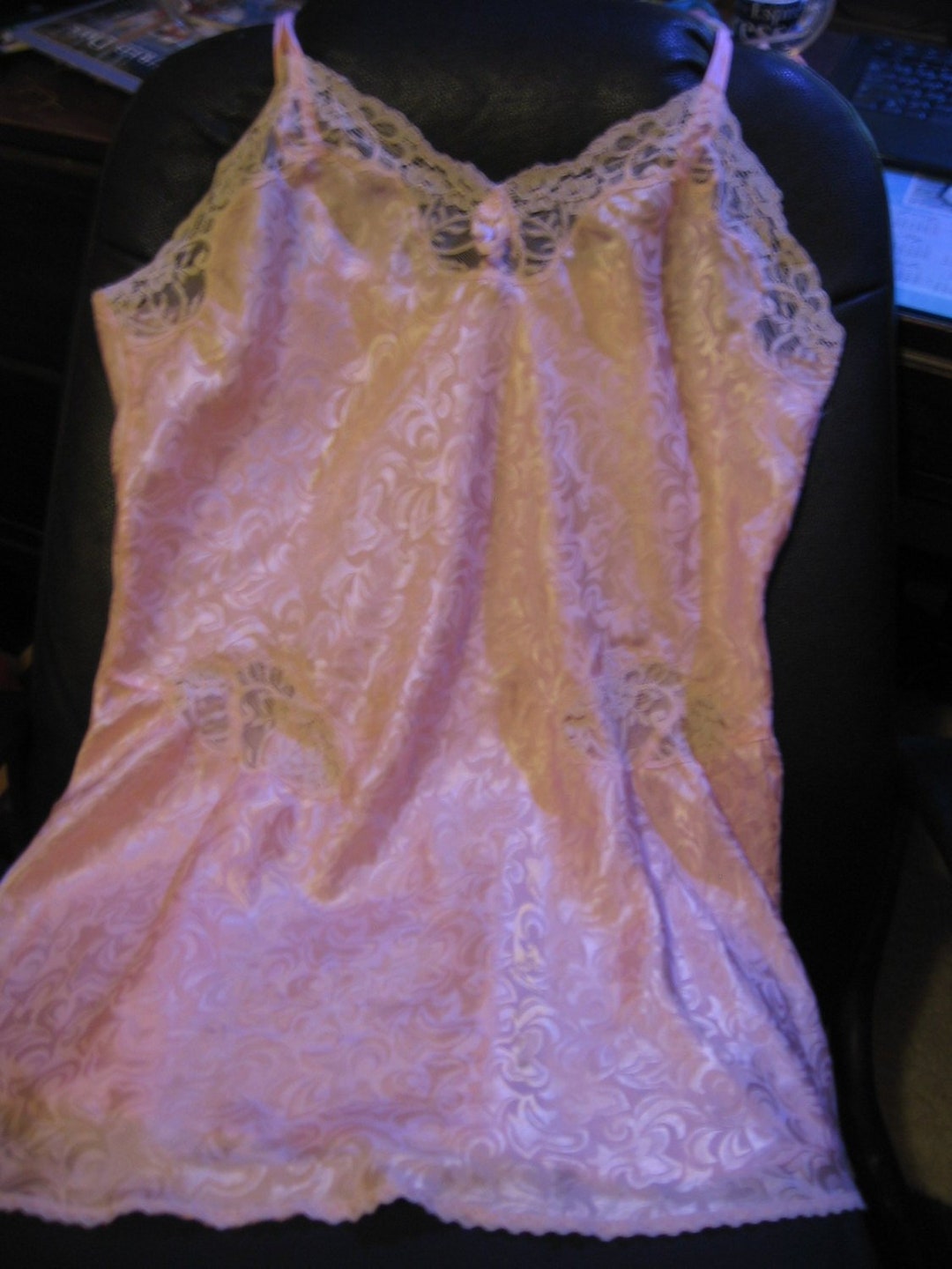 Vintage 80's, Cute Negligee, Sexy Romantic Pale Pink Lace Negligee ...