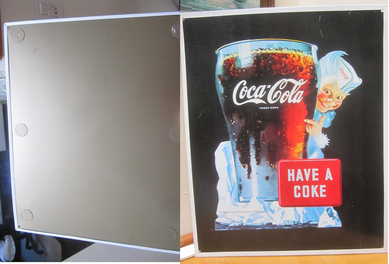Vintage, Coca-cola Pattern Items: Coca-cola Tin Sign and Coca-cola Wall ...