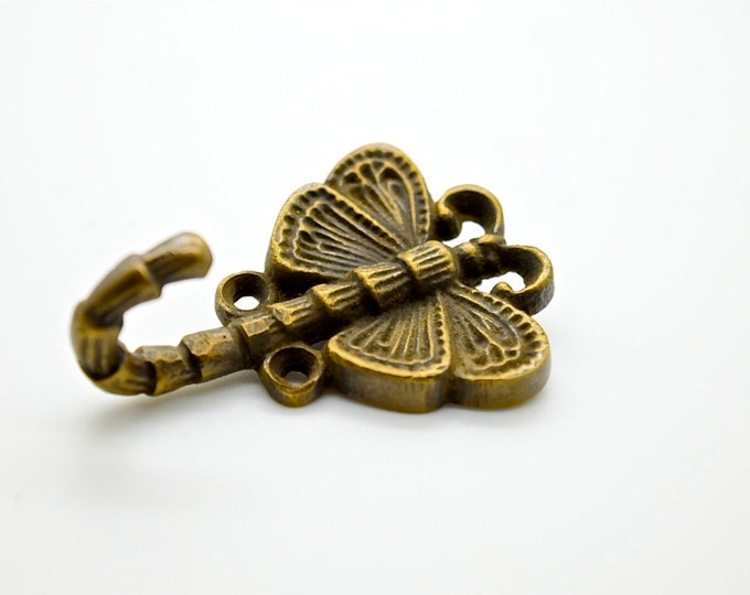 1 X. Butterfly Hook Gift.childrens Room Decor.brass Antique | Etsy