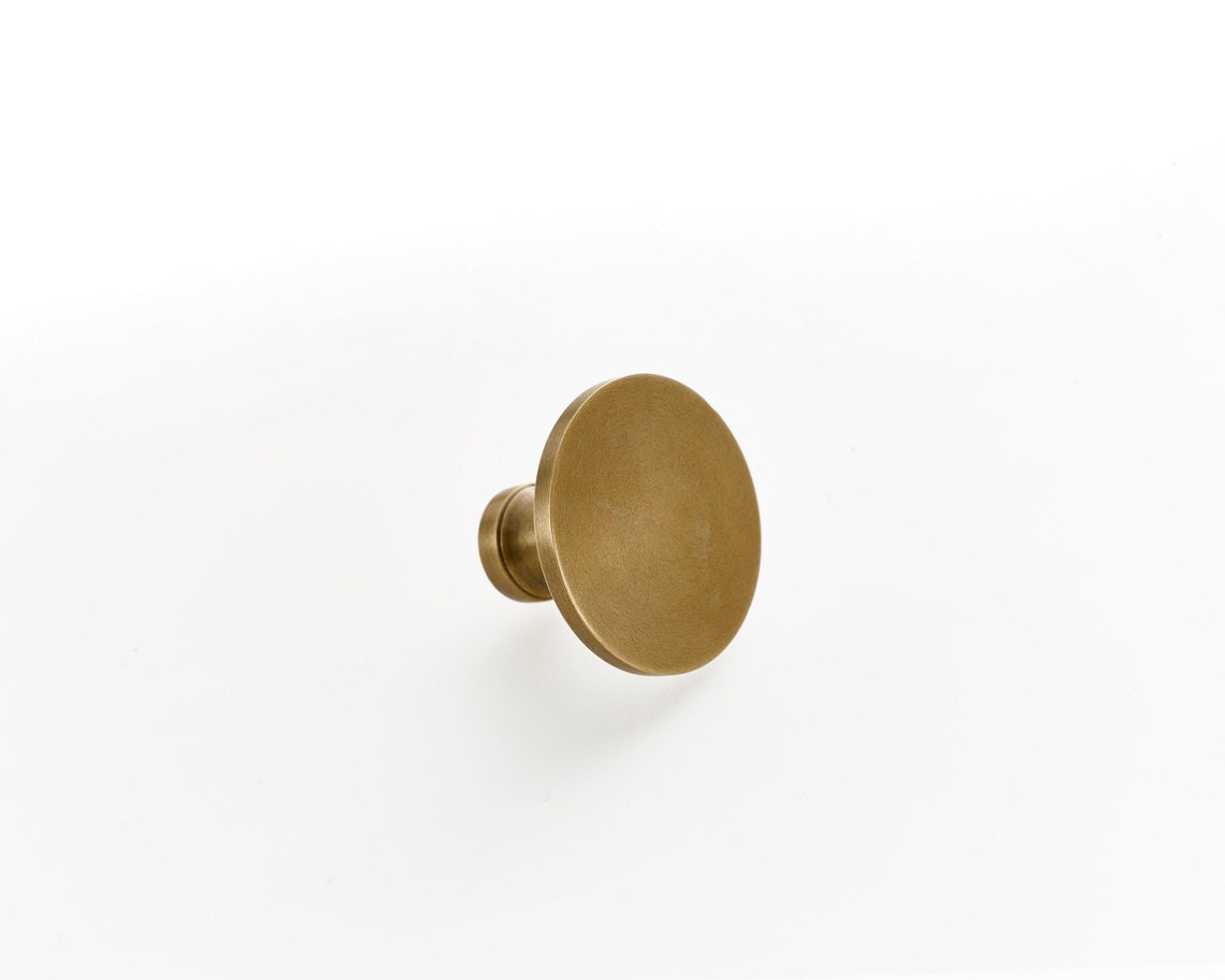 1.65" Flat Round Brass Kitchen Drawer Handle. Gorgeous Kitchen Hardware ...