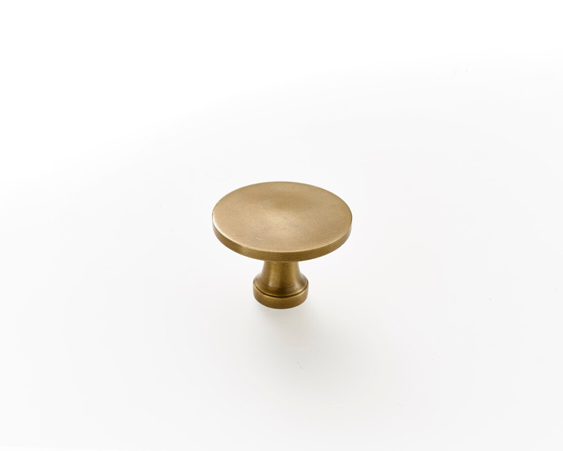 1.65" Flat Round Brass Kitchen Drawer Handle. Gorgeous Kitchen Hardware ...