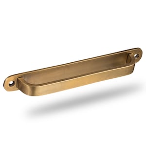 Flat Bar D Shaped Brass Drawer Handles. Backplate Drawer Pulls to Cover ...