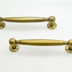 Gorgeous kitchen drawer handles. Solid brass cabinet hardware. | Etsy