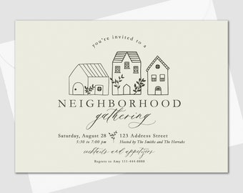 EDITABLE Neighborhood Party Invitation Neighborhood Open - Etsy