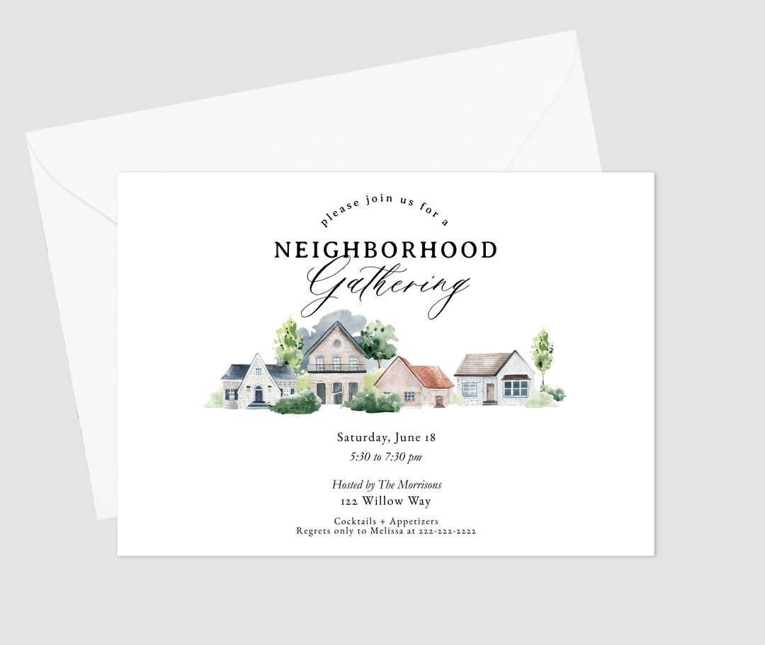 PRINTED Neighborhood Get Together Invitation - Etsy