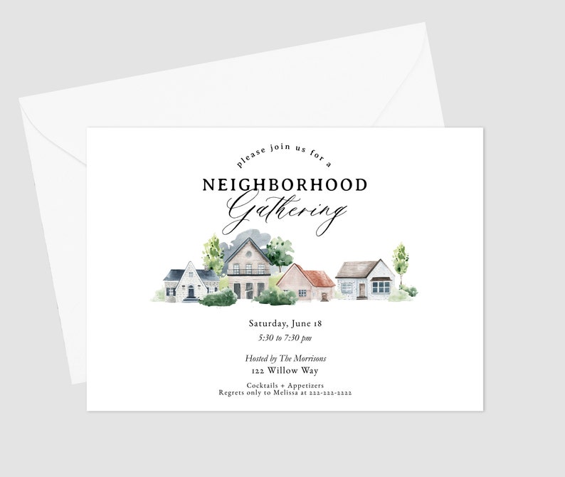 PRINTED Neighborhood Get Together Invitation - Etsy