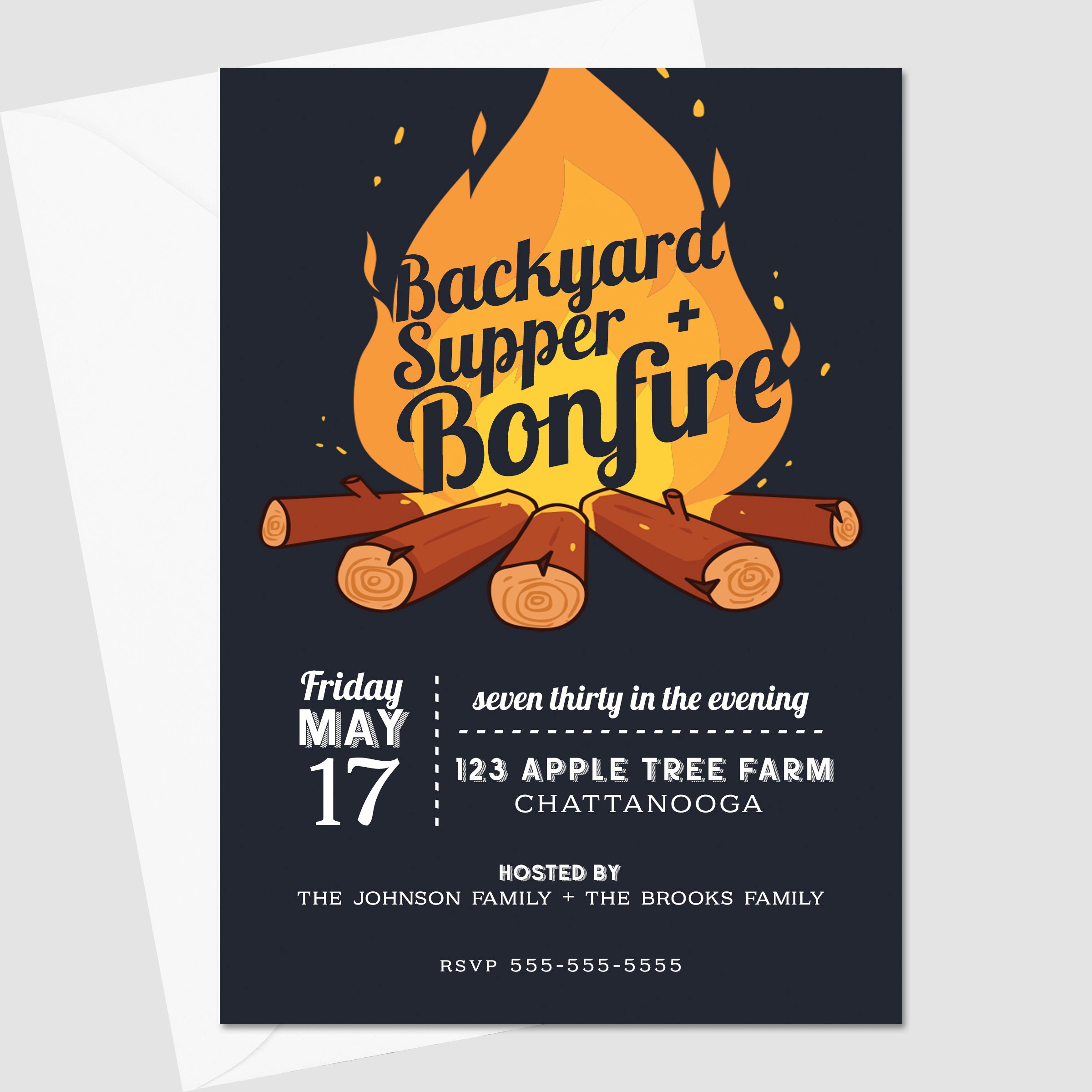 PRINTED Backyard Bonfire - Etsy