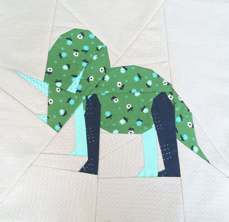 Triceratops Foundation Paper Piecing Pattern FPP Pattern | Etsy