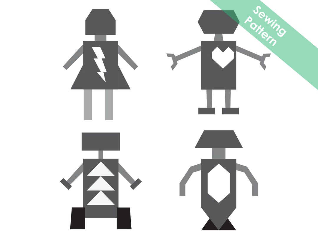 Robot Party Foundation Paper Pieced Sewing Pattern, FPP Pattern, Robot ...