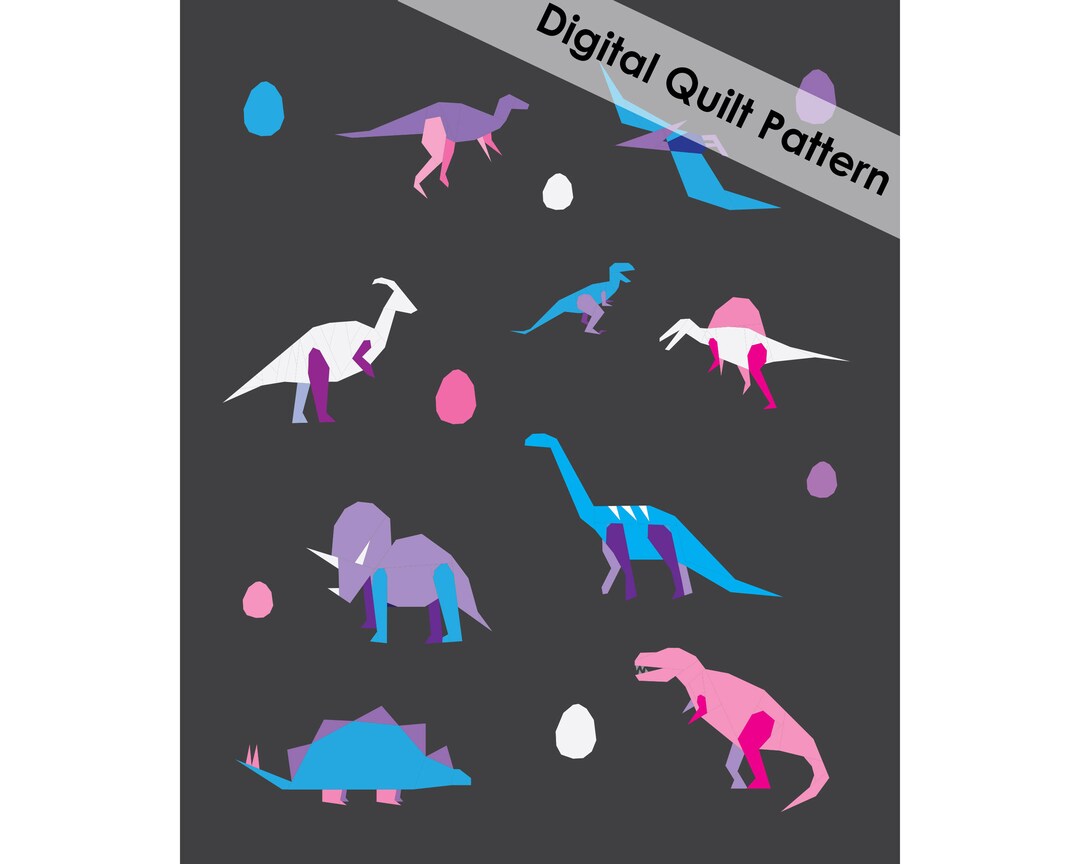 Dinosaur Quilt Bundle, FPP Pattern, Foundation Paper Pieced, Quilt ...