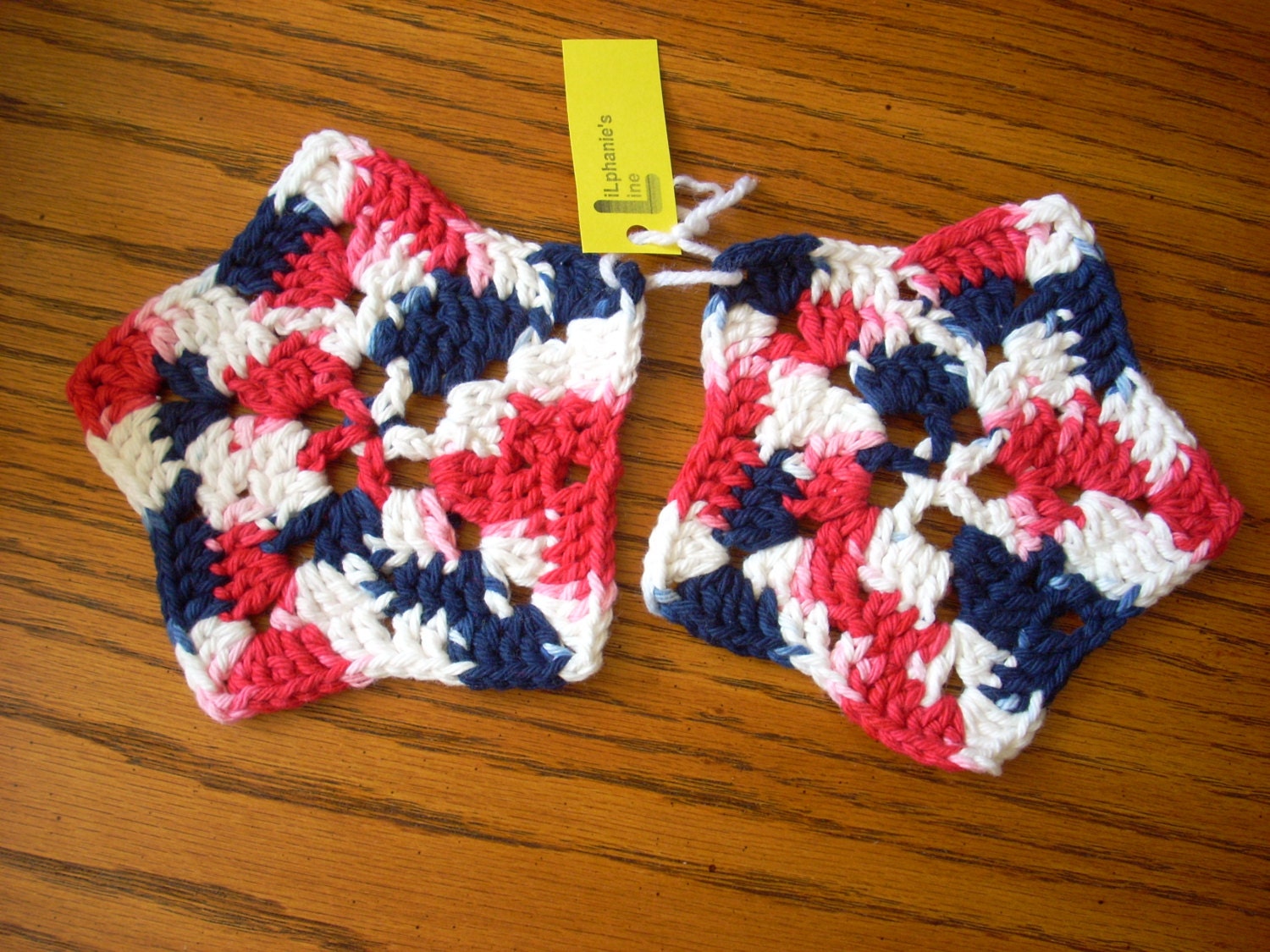 Set of 2 USA Patriotic Star Crochet Cotton Yarn Coasters | Etsy