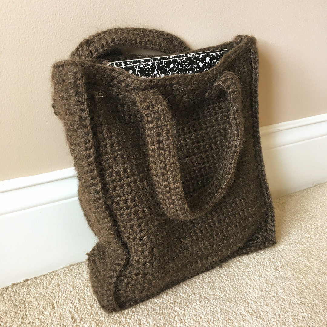 Small Totebag, Brown Knit Journal Bag - Etsy