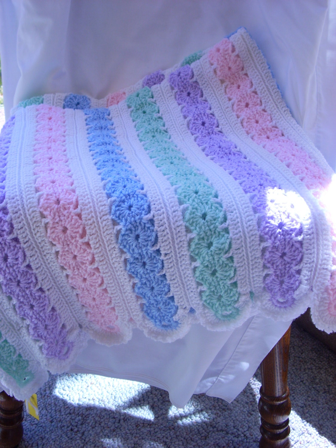 Spring Easter Crochet Baby Blanket, Multicolored Pastel Soft Afghan - Etsy
