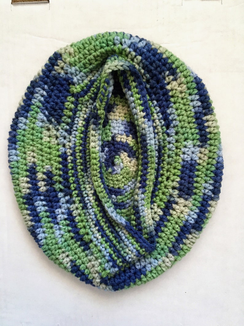 Handmade Crochet Beret, Green Blue Cream Colors - Etsy