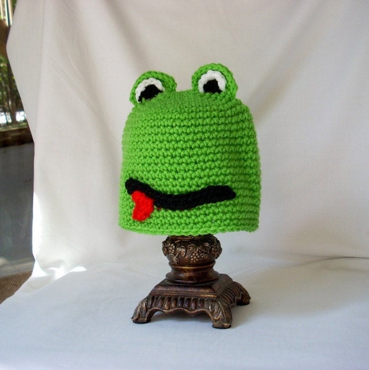 Crochet Frog Pond Animal Costume Hat, Fairy Tale Story Hat, Fun Winter ...