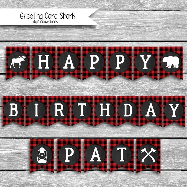 DIY Digital Download Lumberjack Bunting - Every Letter - Buffalo Plaid ...