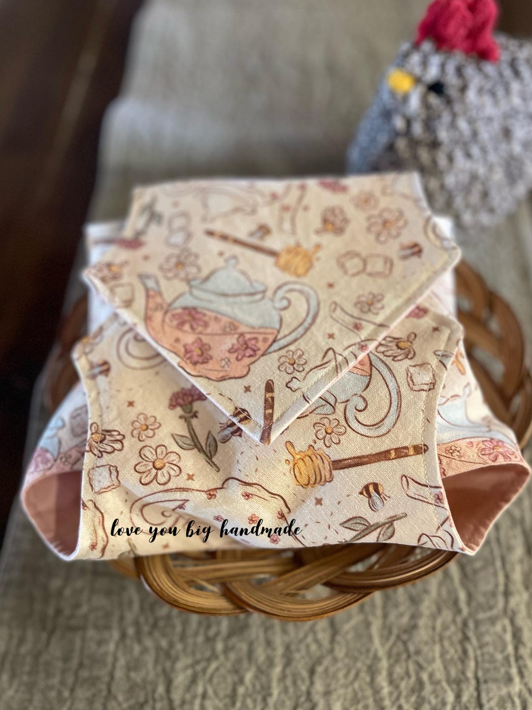 Reversible Linen Bread Basket Liner, Bread Cloth, Bread Cover, Roll ...