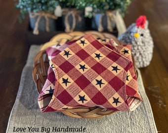 Reversible Linen Bread Basket Liner, Bread Cloth, Bread Cover, Roll ...