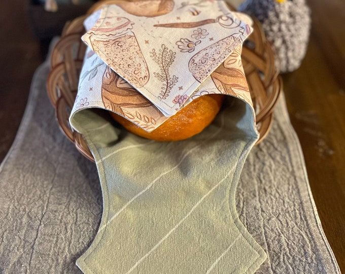Reversible Linen Bread Basket Liner, Bread Cloth, Bread Cover, Roll ...