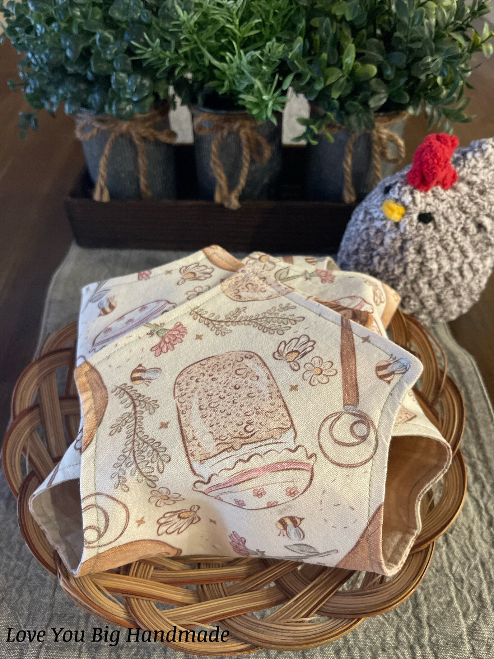 Reversible Linen Bread Basket Liner, Bread Cloth, Bread Cover, Roll ...