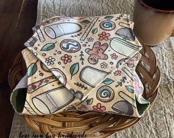 Reversible Linen Bread Basket Liner, Bread Cloth, Bread Cover, Roll ...