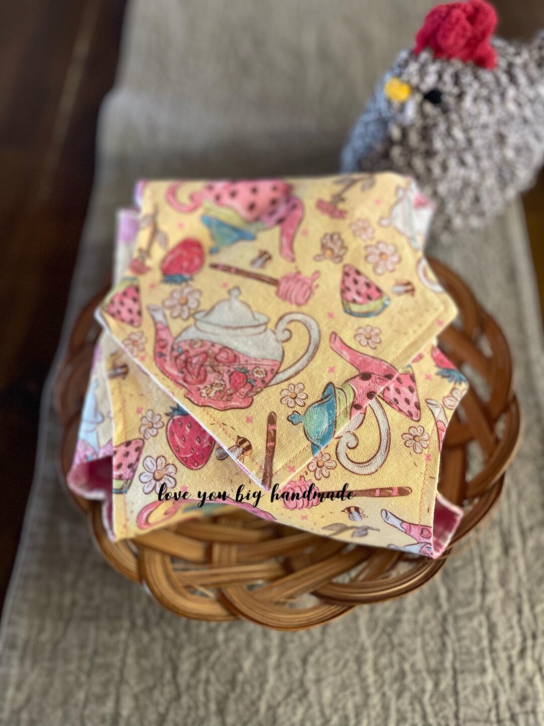 Reversible Linen Bread Basket Liner, Bread Cloth, Bread Cover, Roll ...