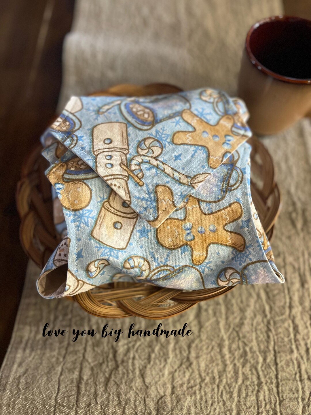 Reversible Linen Bread Basket Liner, Bread Cloth, Bread Cover, Roll ...