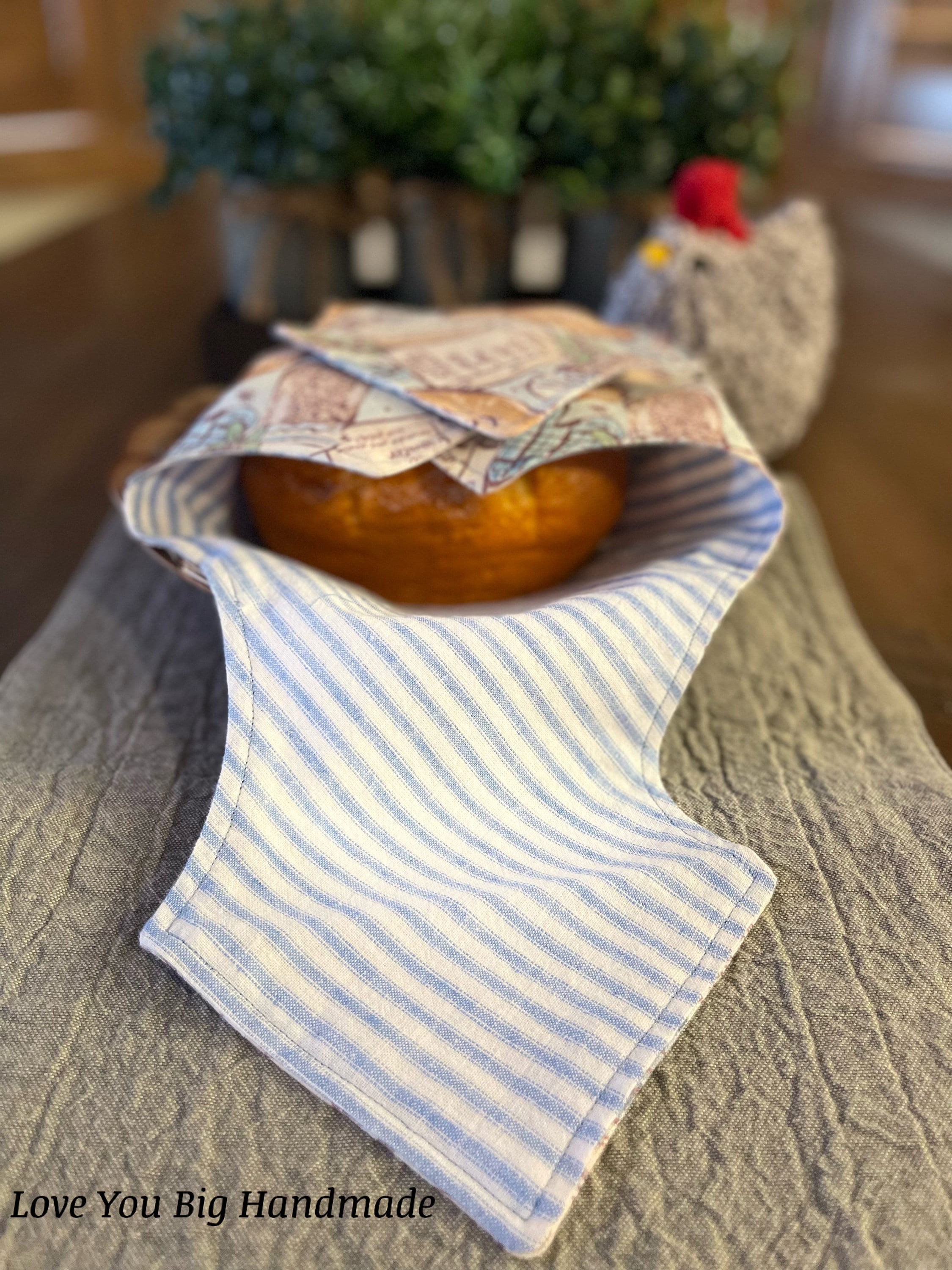 Reversible Linen Bread Basket Liner, Bread Cloth, Bread Cover, Roll ...