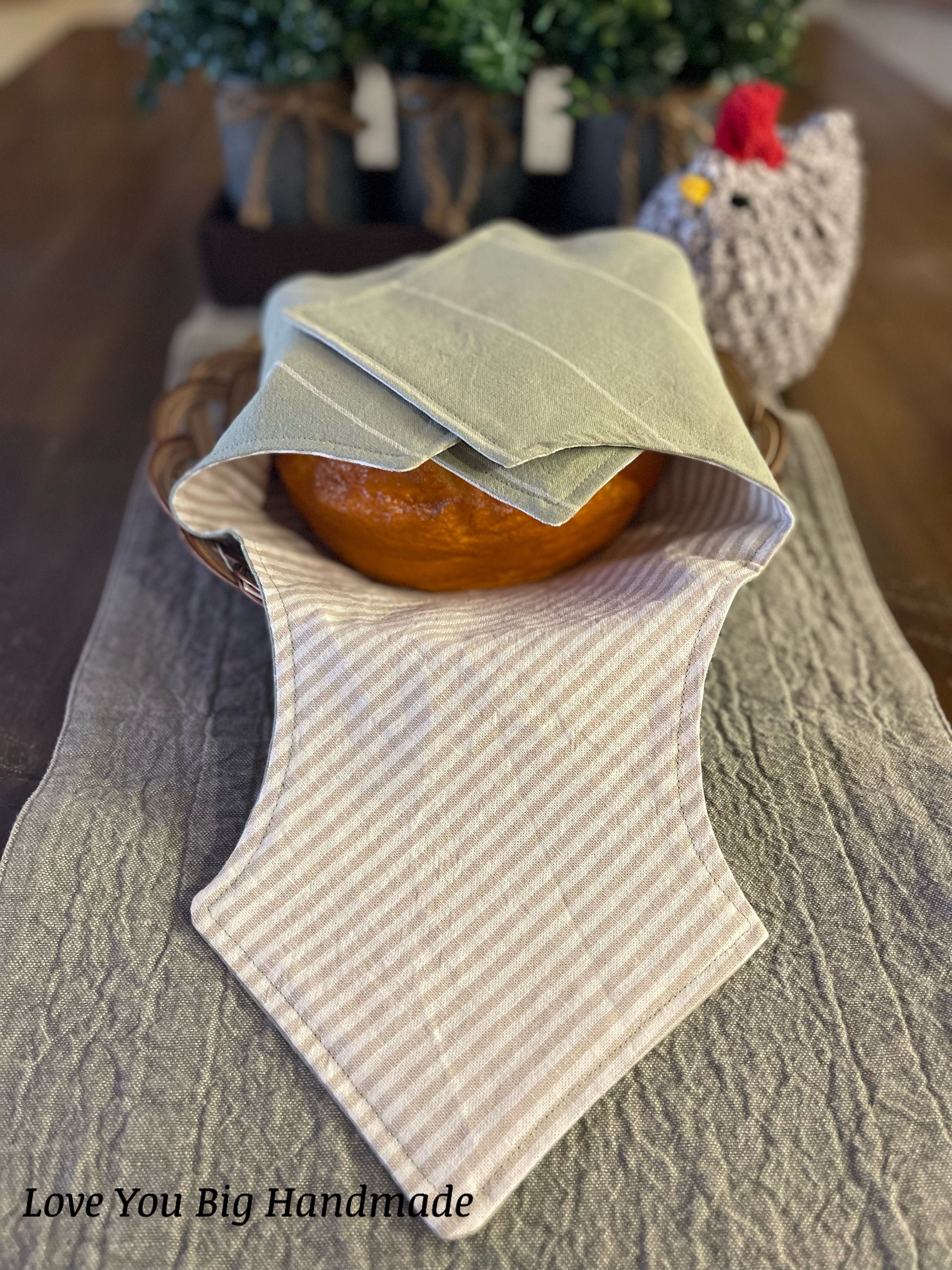 Reversible Linen Bread Basket Liner, Bread Cloth, Bread Cover, Roll ...