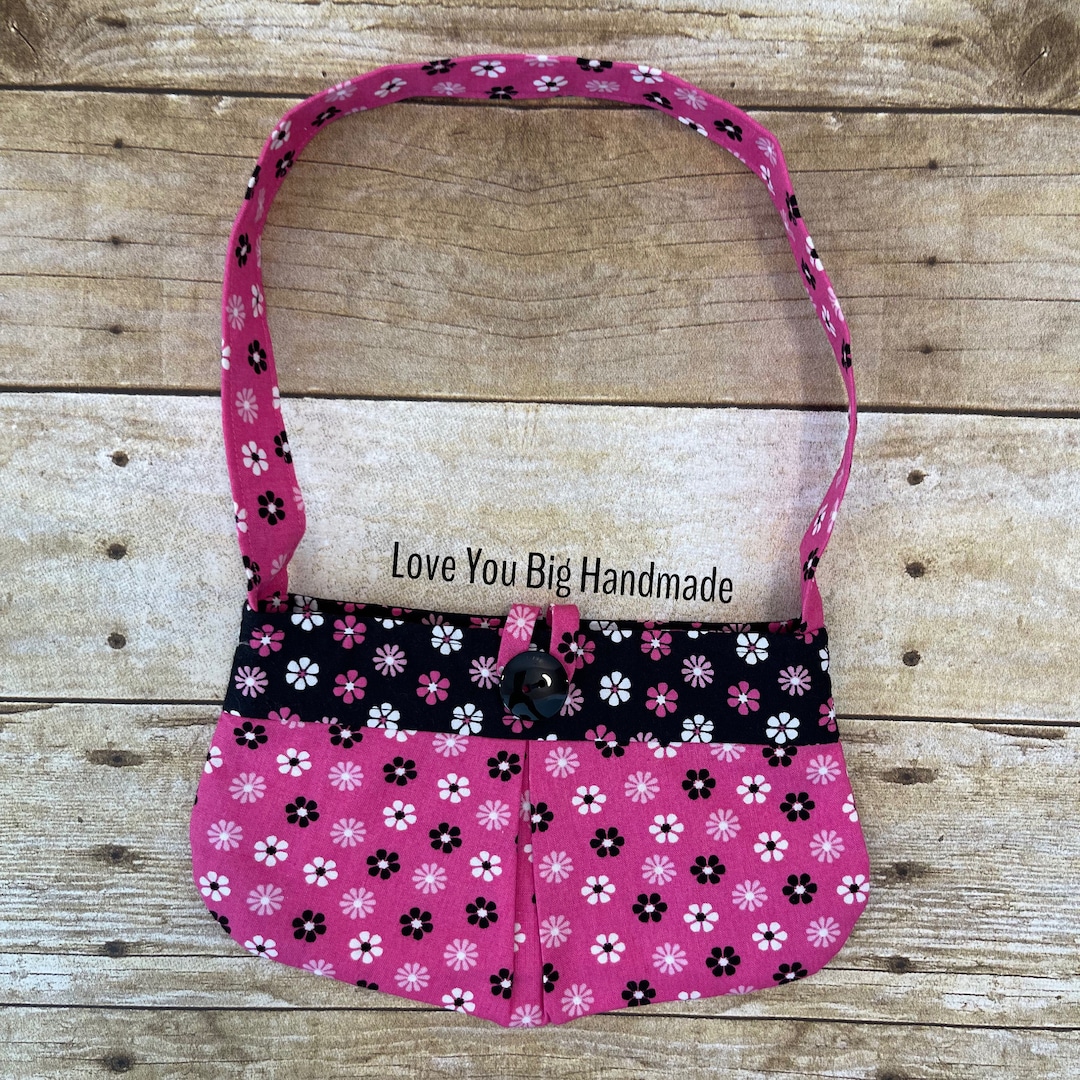 Little Girl Purse, Toddler Purse, Pink and Black Flowers, Little Girls ...